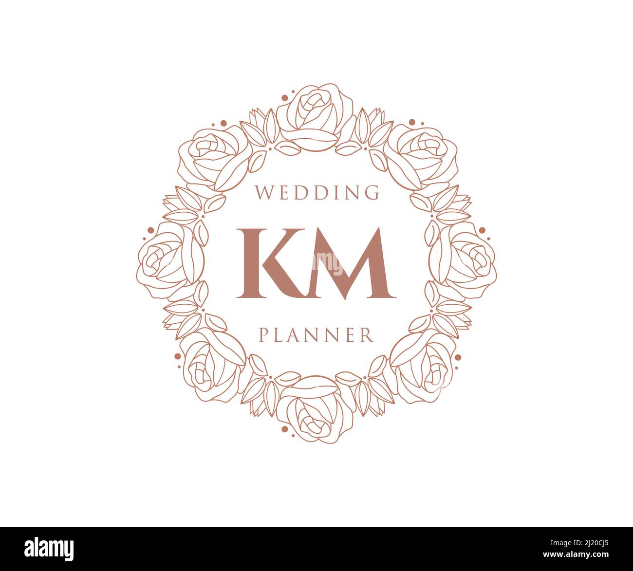 KM Initials letter Wedding monogram logos collection, hand drawn modern ...