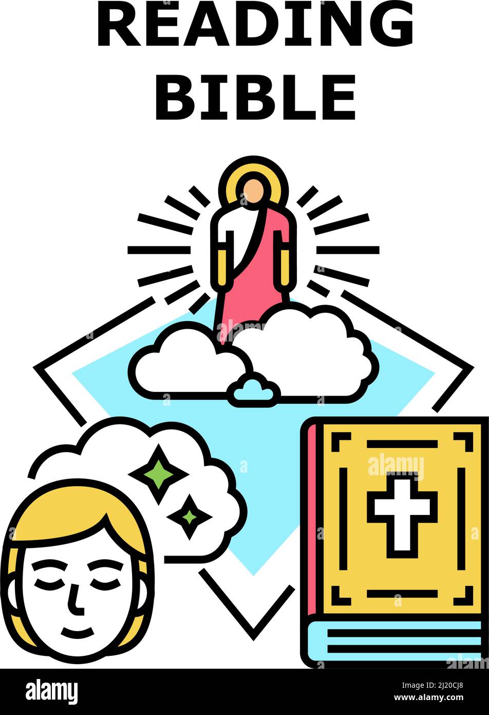 Reading Bible Vector Concept Color Illustration Stock Vector Image And Art Alamy