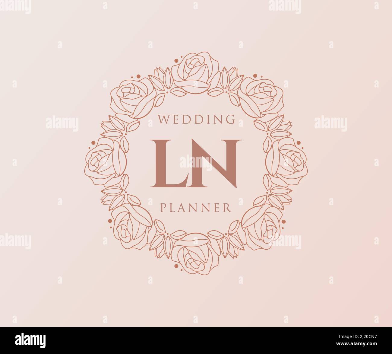 LN Initials letter Wedding monogram logos collection, hand drawn modern ...