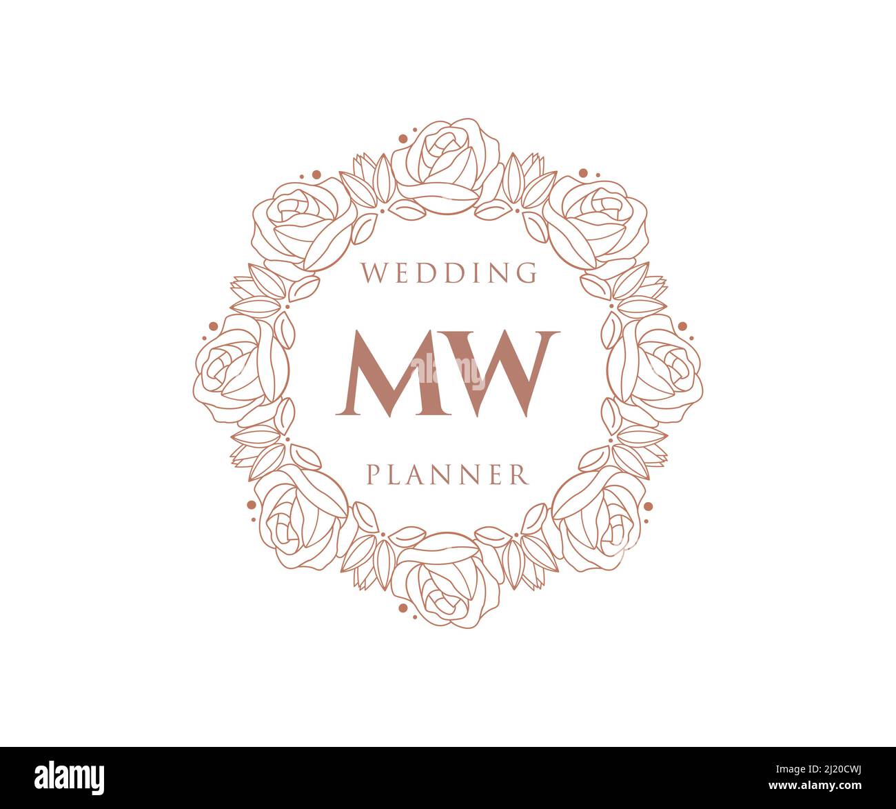 MW Initials letter Wedding monogram logos collection, hand drawn modern ...