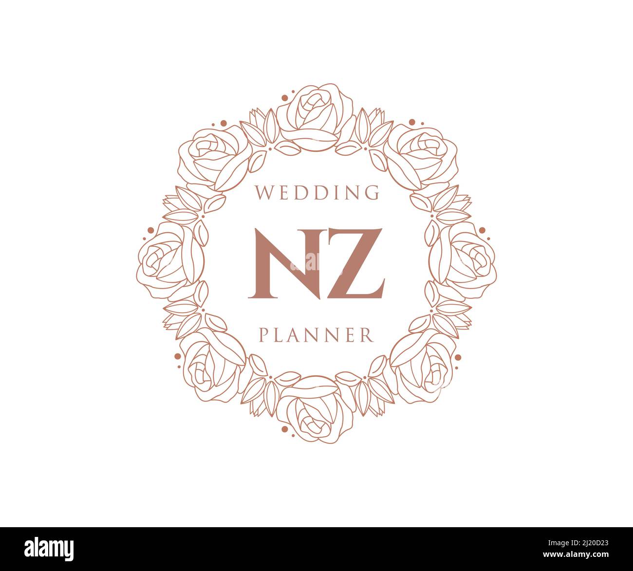 NZ Initials letter Wedding monogram logos collection, hand drawn modern ...
