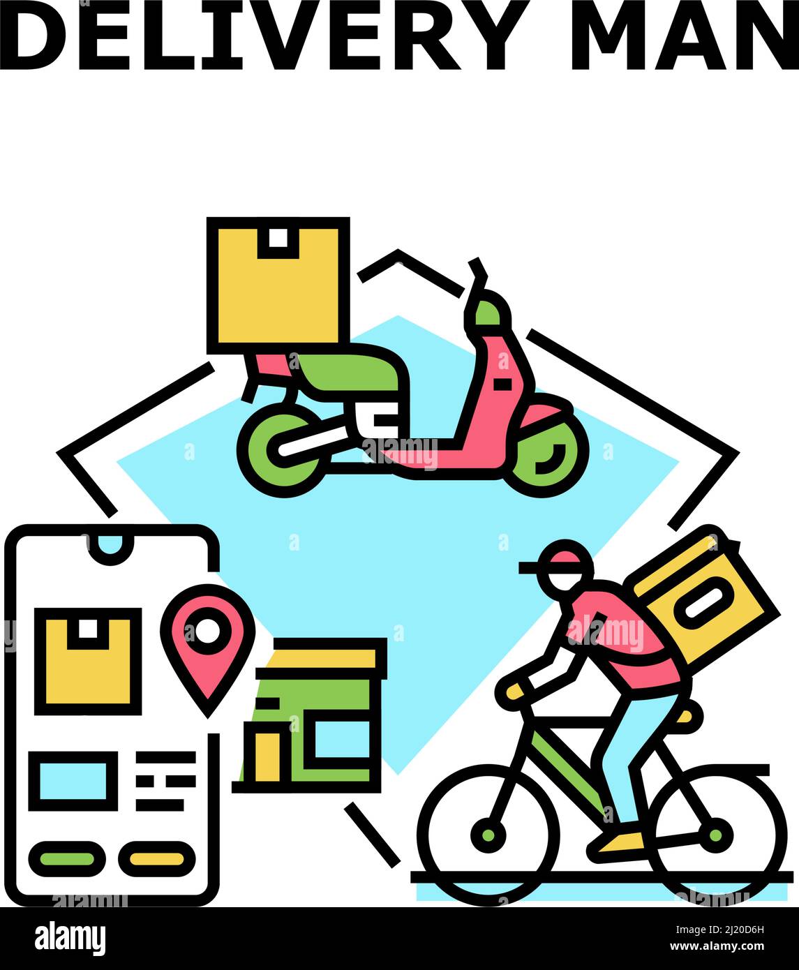 Delivery Man Vector Concept Color Illustration Stock Vector Image & Art ...