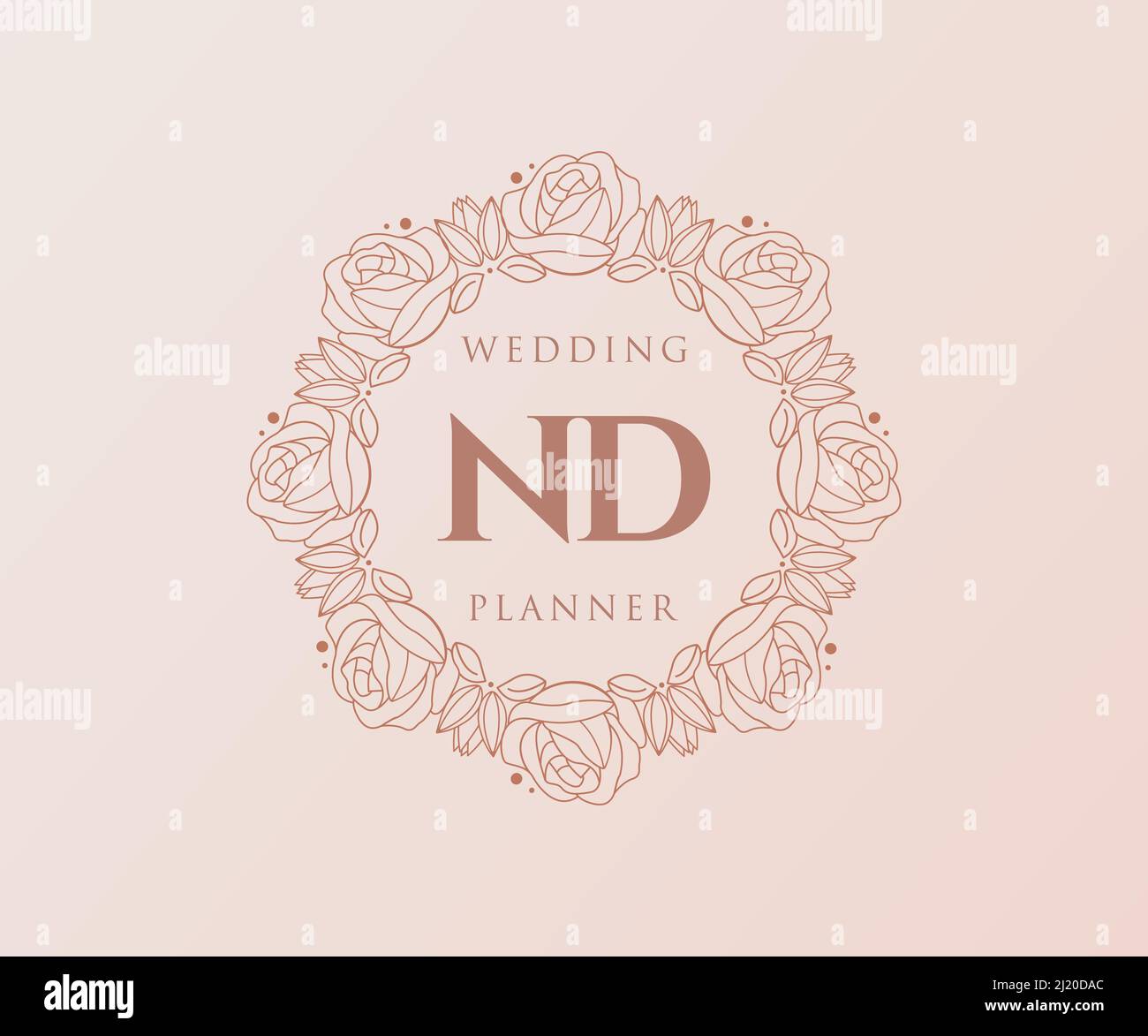 ND Initials letter Wedding monogram logos collection, hand drawn modern ...