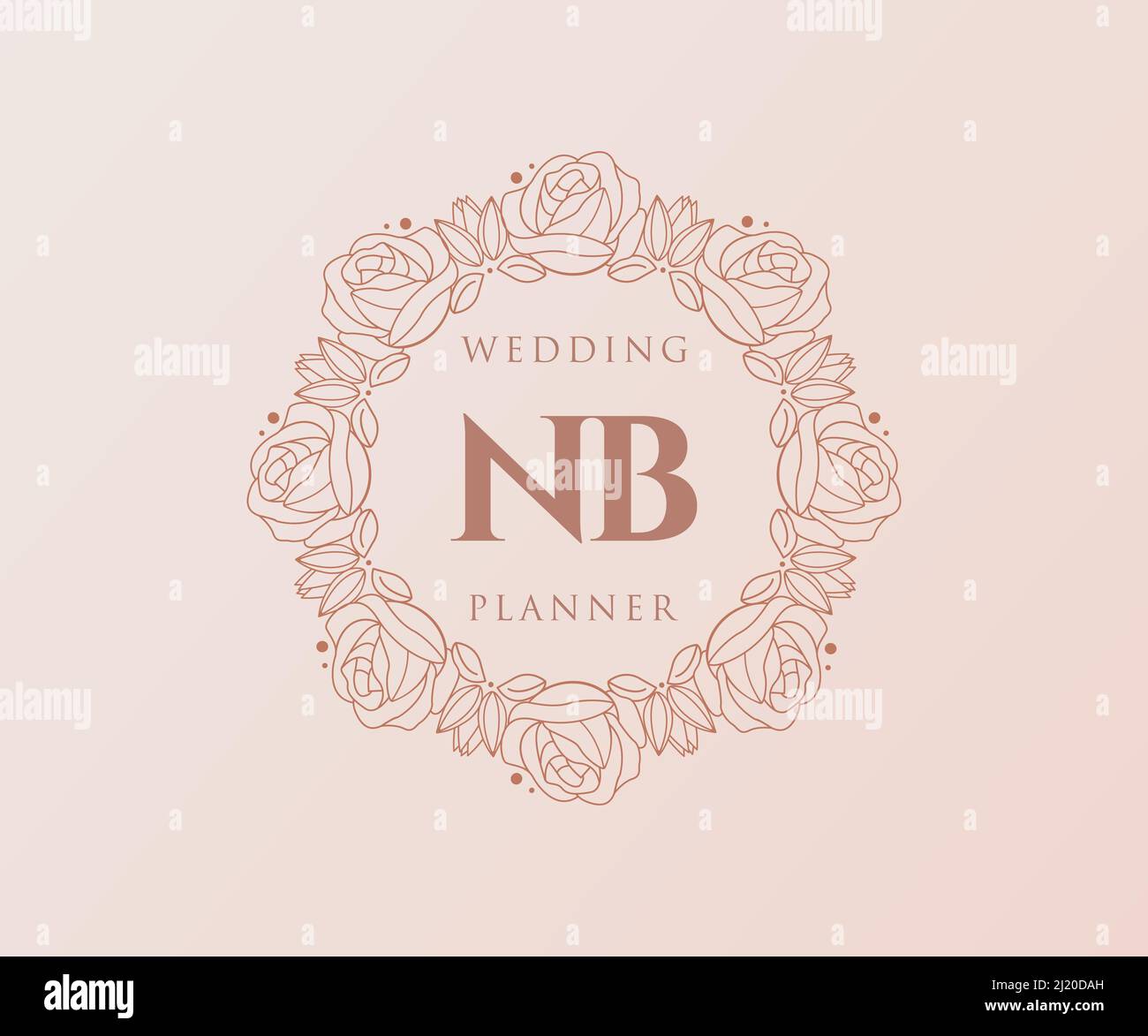 NB Initials letter Wedding monogram logos collection, hand drawn modern ...
