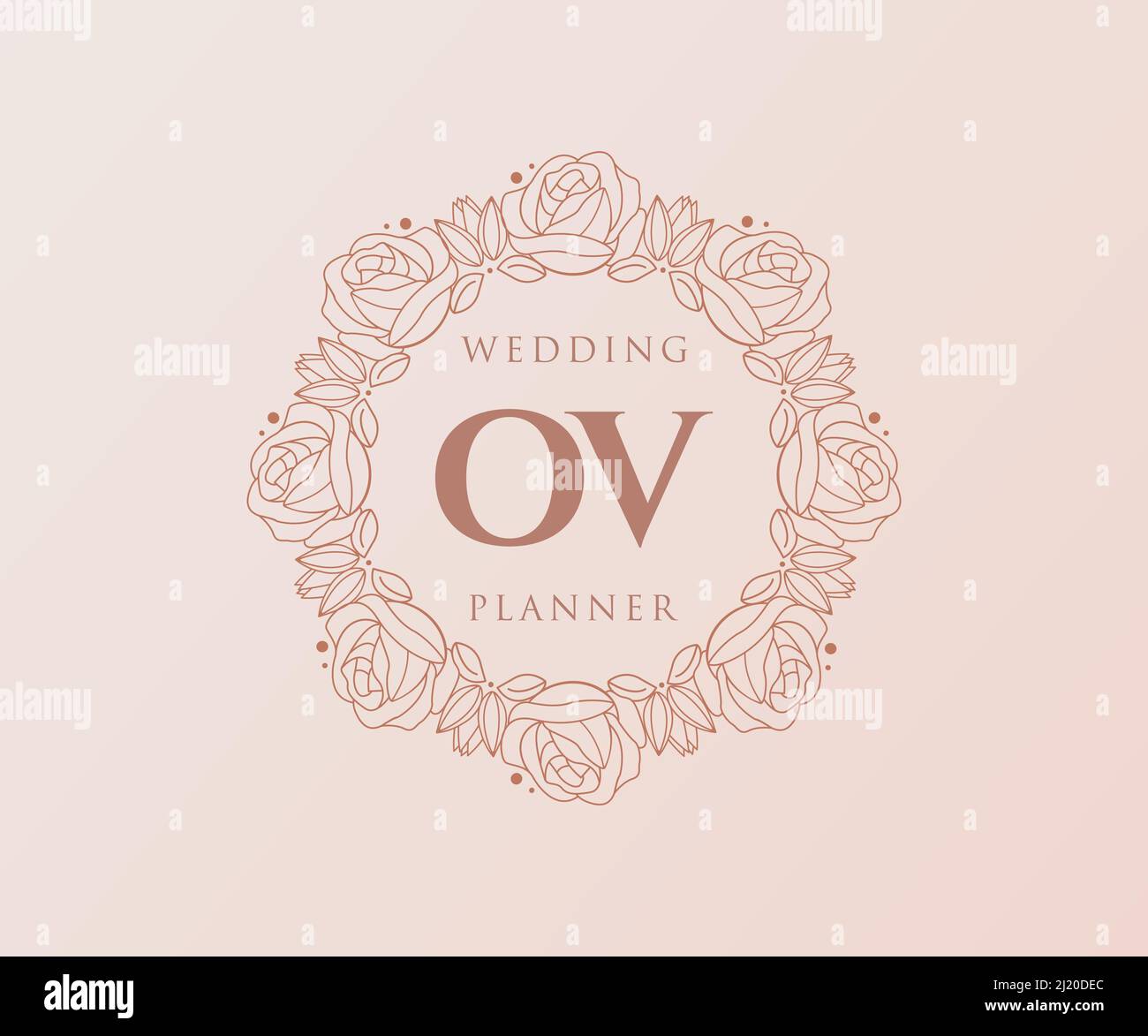 OV Initials letter Wedding monogram logos collection, hand drawn modern ...