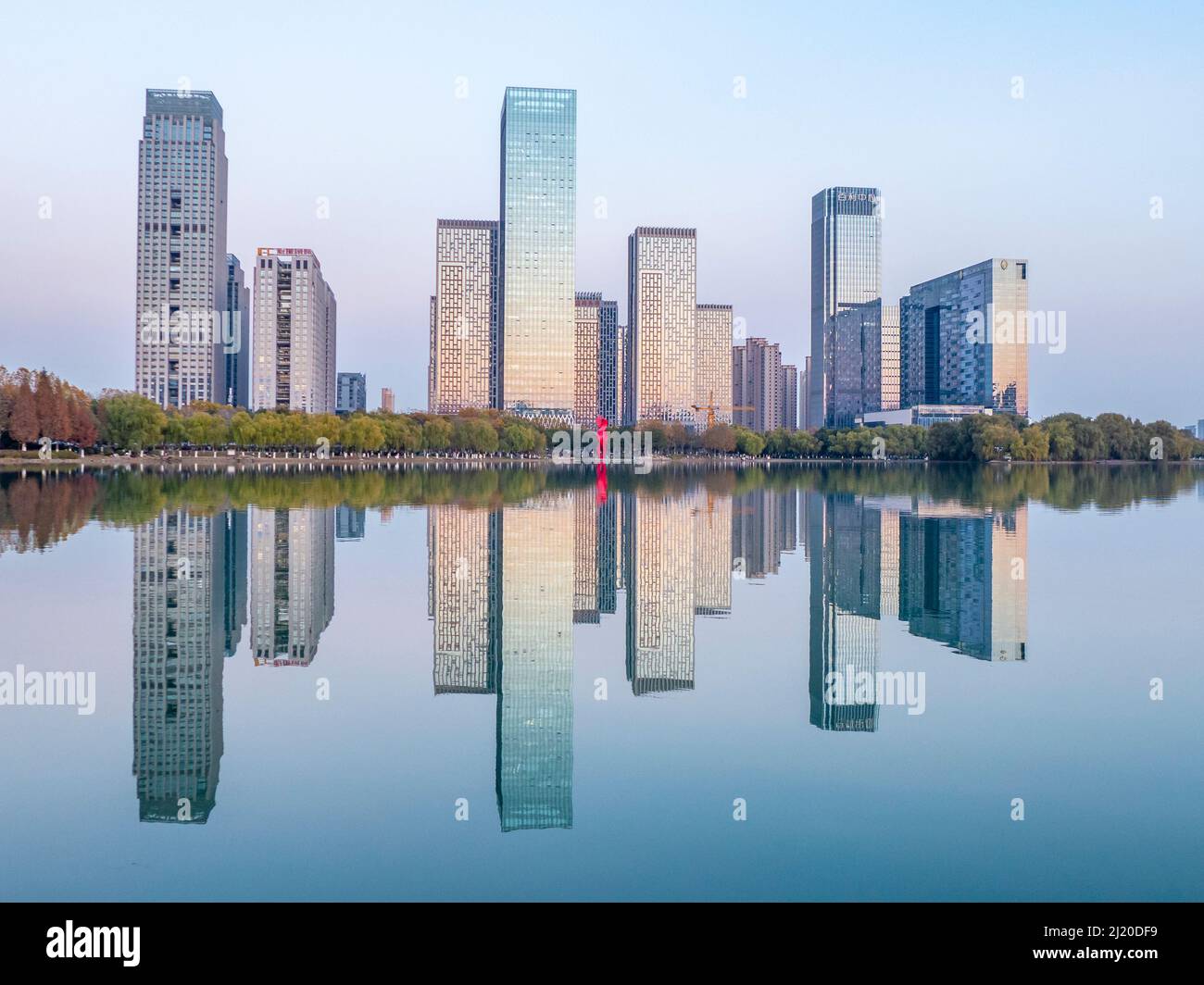 Symmetrical city on the horizon Stock Photo - Alamy