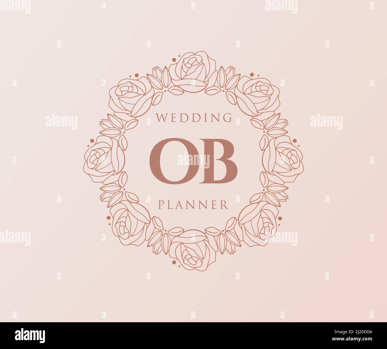 OB Initials letter Wedding monogram logos collection, hand drawn modern ...
