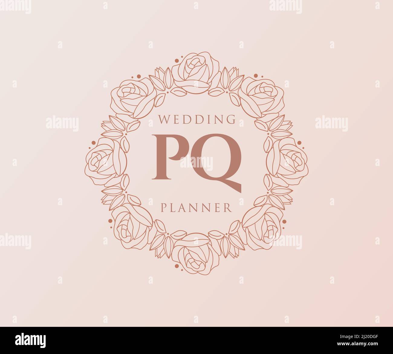 PQ Initials letter Wedding monogram logos collection, hand drawn modern ...