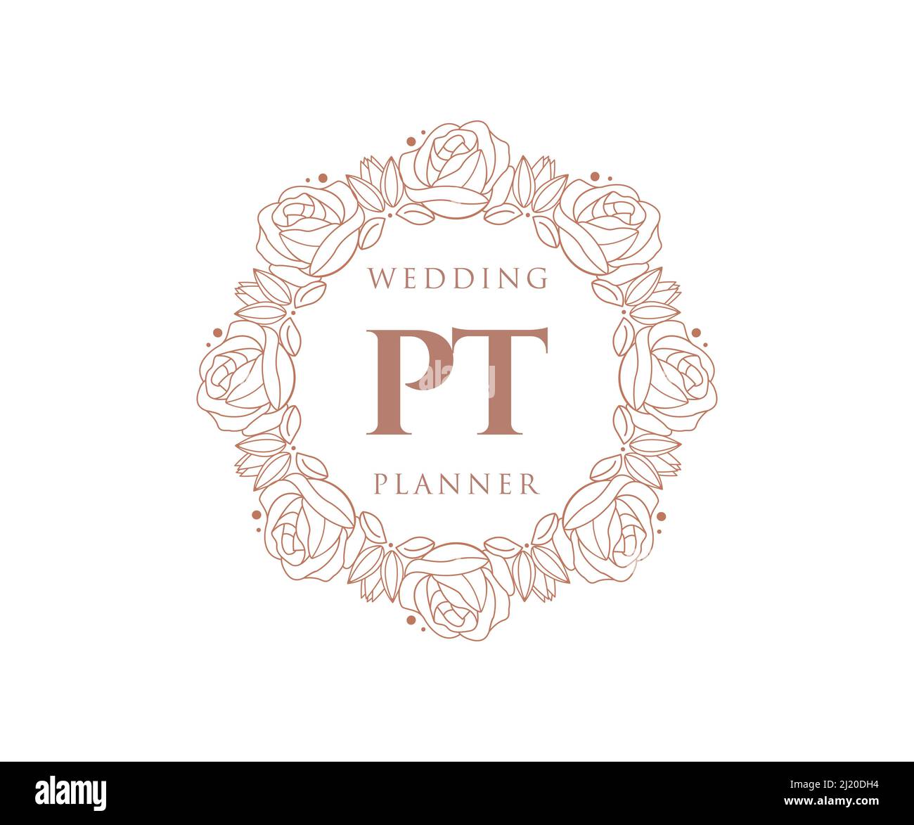 PT Initials letter Wedding monogram logos collection, hand drawn modern ...