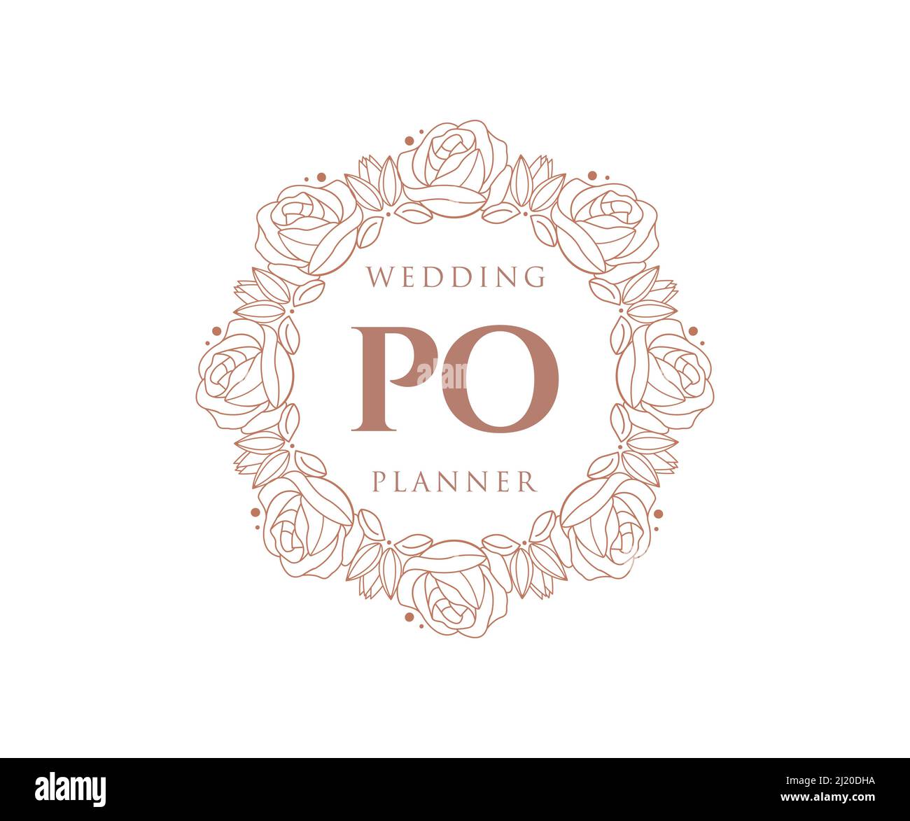 PO Initials letter Wedding monogram logos collection, hand drawn modern ...