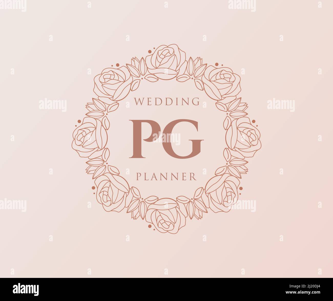 PG Initials letter Wedding monogram logos collection, hand drawn modern ...