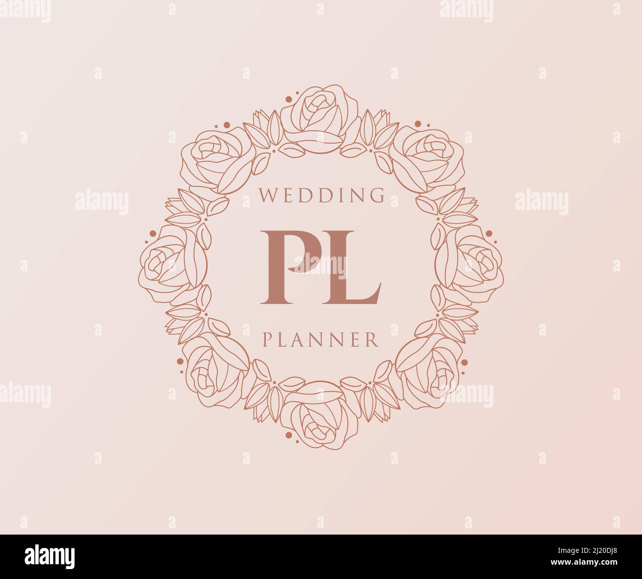 PL Initials letter Wedding monogram logos collection, hand drawn modern ...