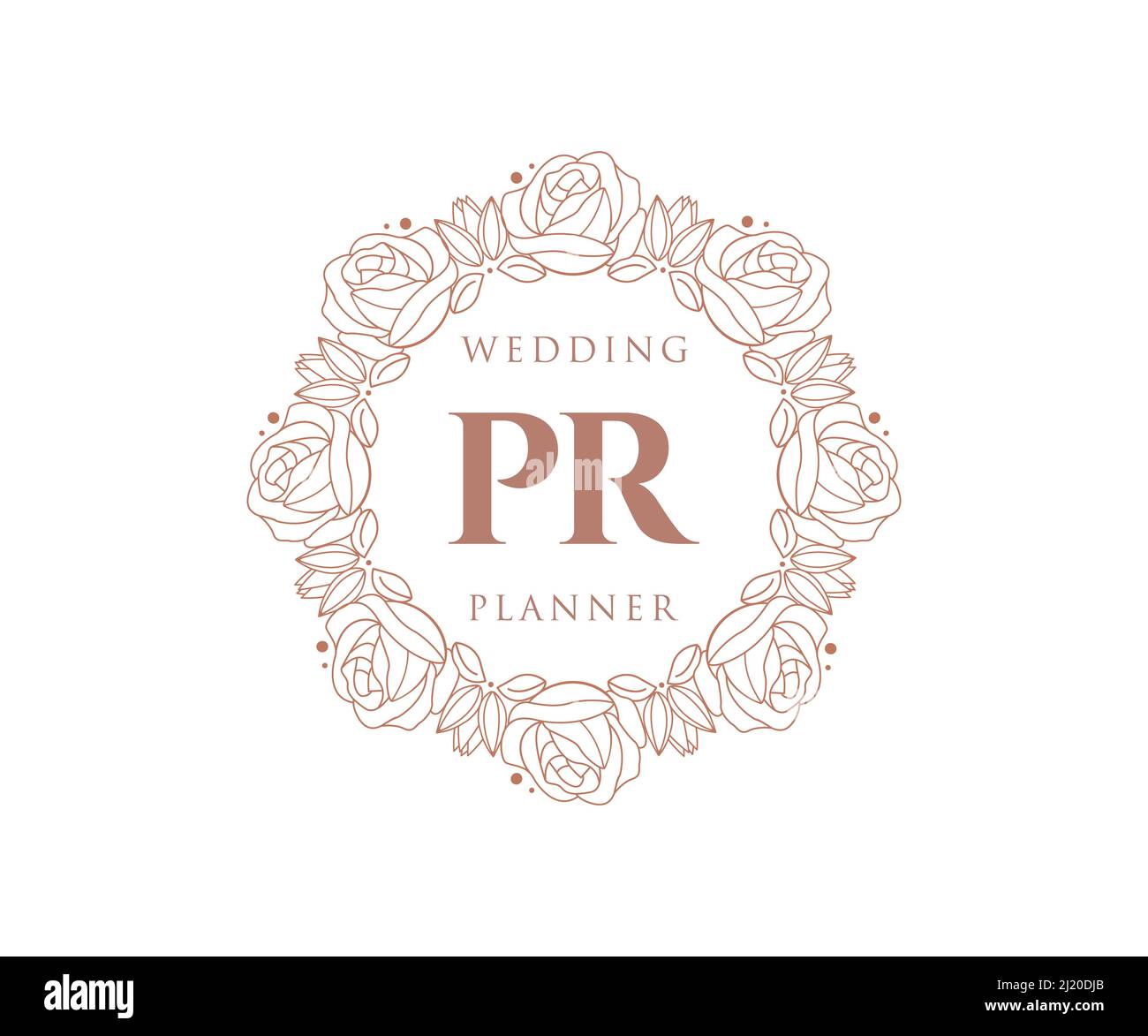 PR Initials letter Wedding monogram logos collection, hand drawn modern ...