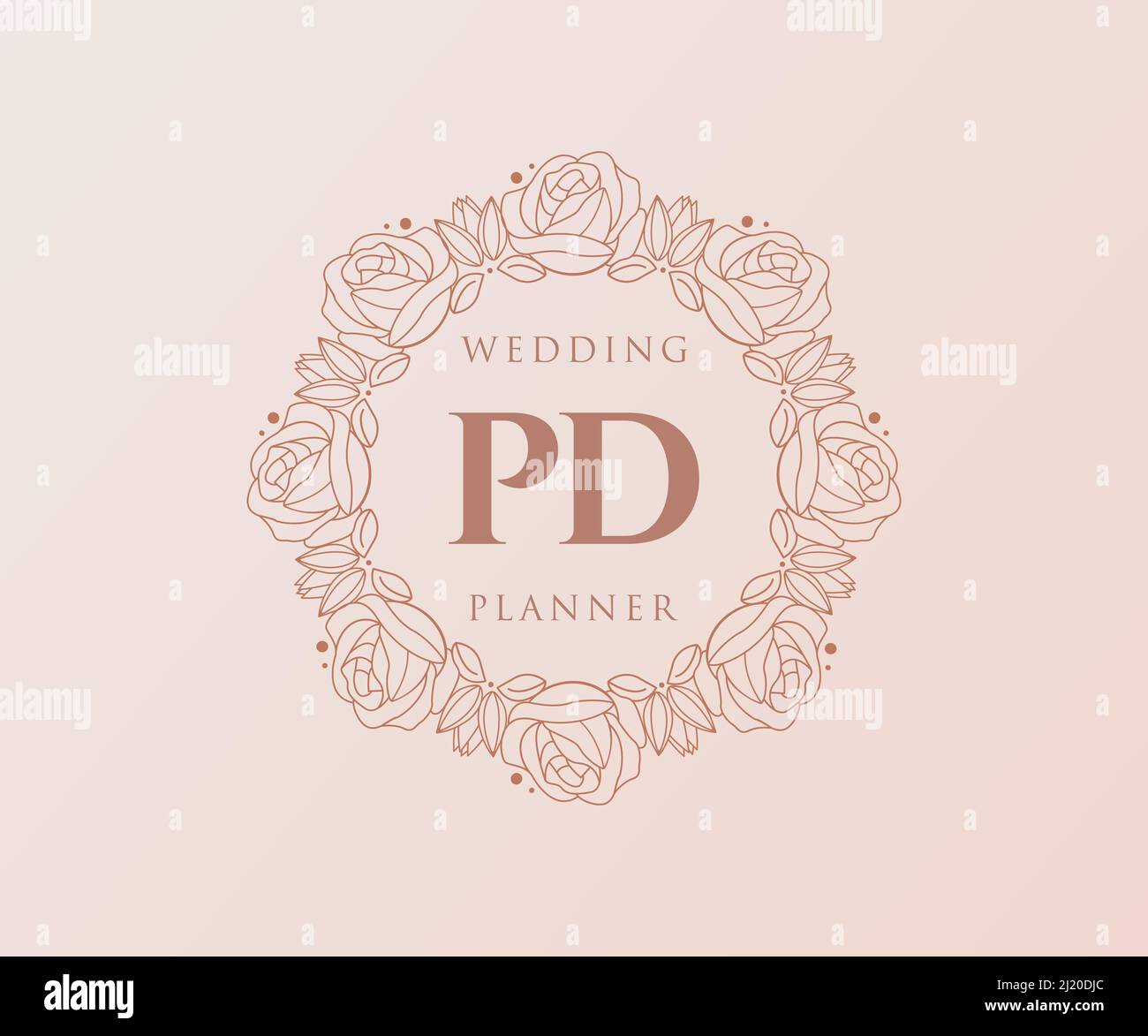 PD Initials letter Wedding monogram logos collection, hand drawn modern ...
