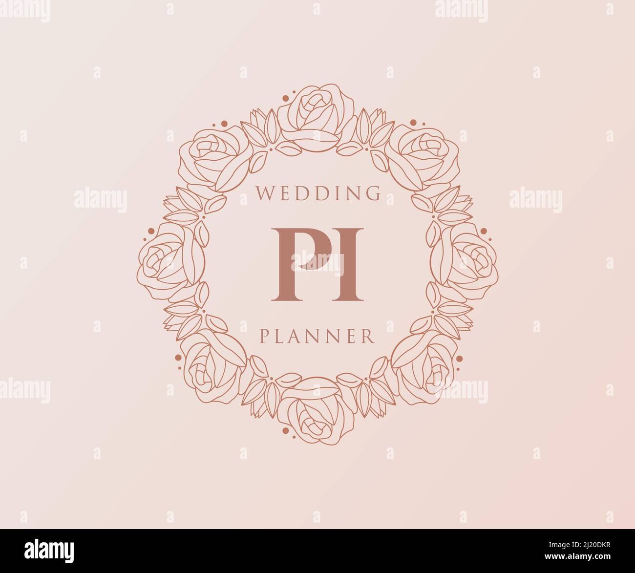 PI Initials letter Wedding monogram logos collection, hand drawn modern minimalistic and floral ...