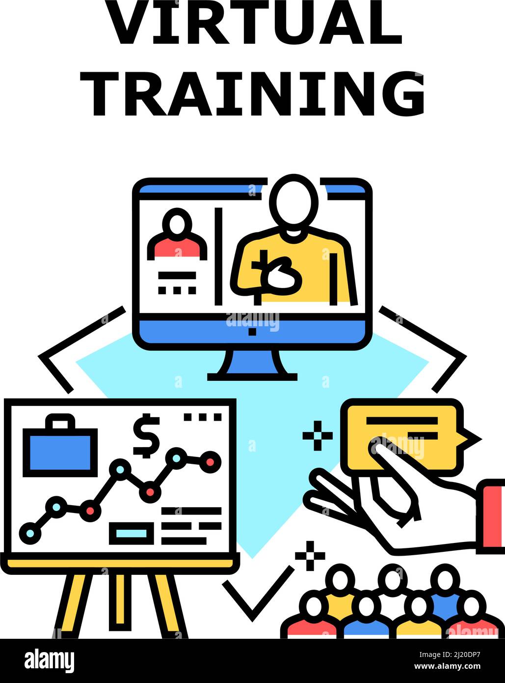 Virtual Training Vector Concept Color Illustration Stock Vector Image ...