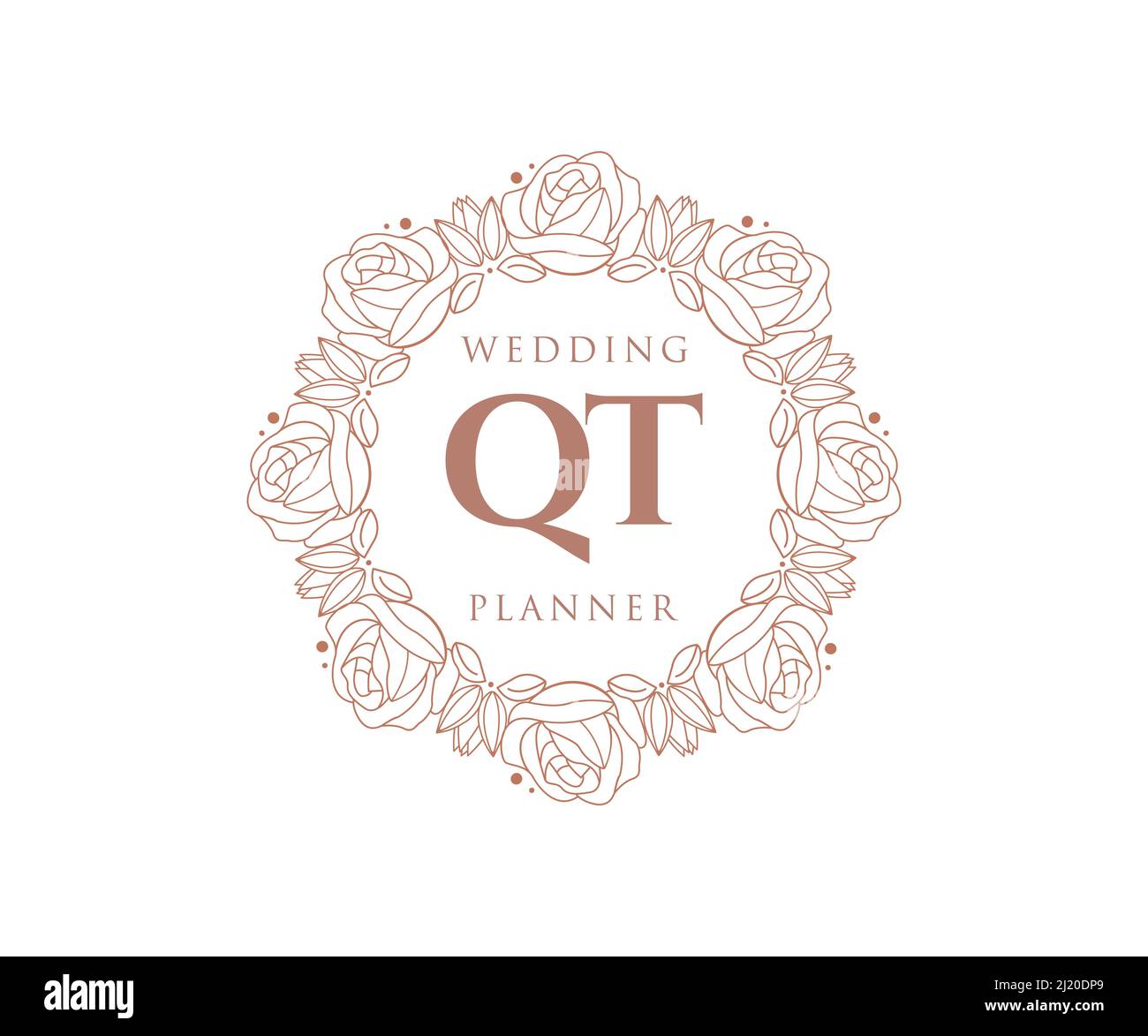 QT Initials letter Wedding monogram logos collection, hand drawn modern minimalistic and floral ...