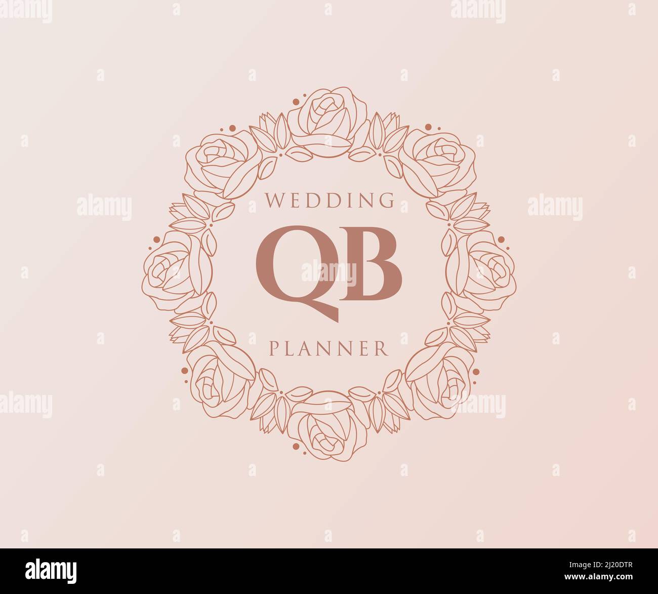 QB Initials letter Wedding monogram logos collection, hand drawn modern minimalistic and floral ...