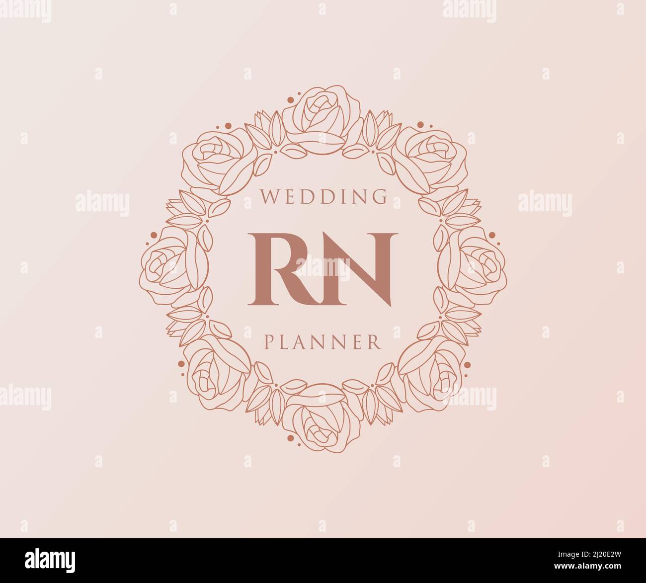 RN Initials letter Wedding monogram logos collection, hand drawn modern ...