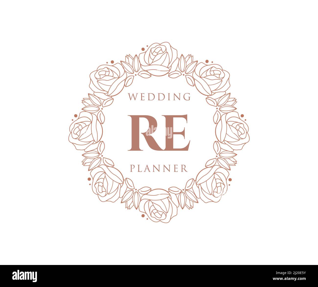 RE Initials letter Wedding monogram logos collection, hand drawn modern ...