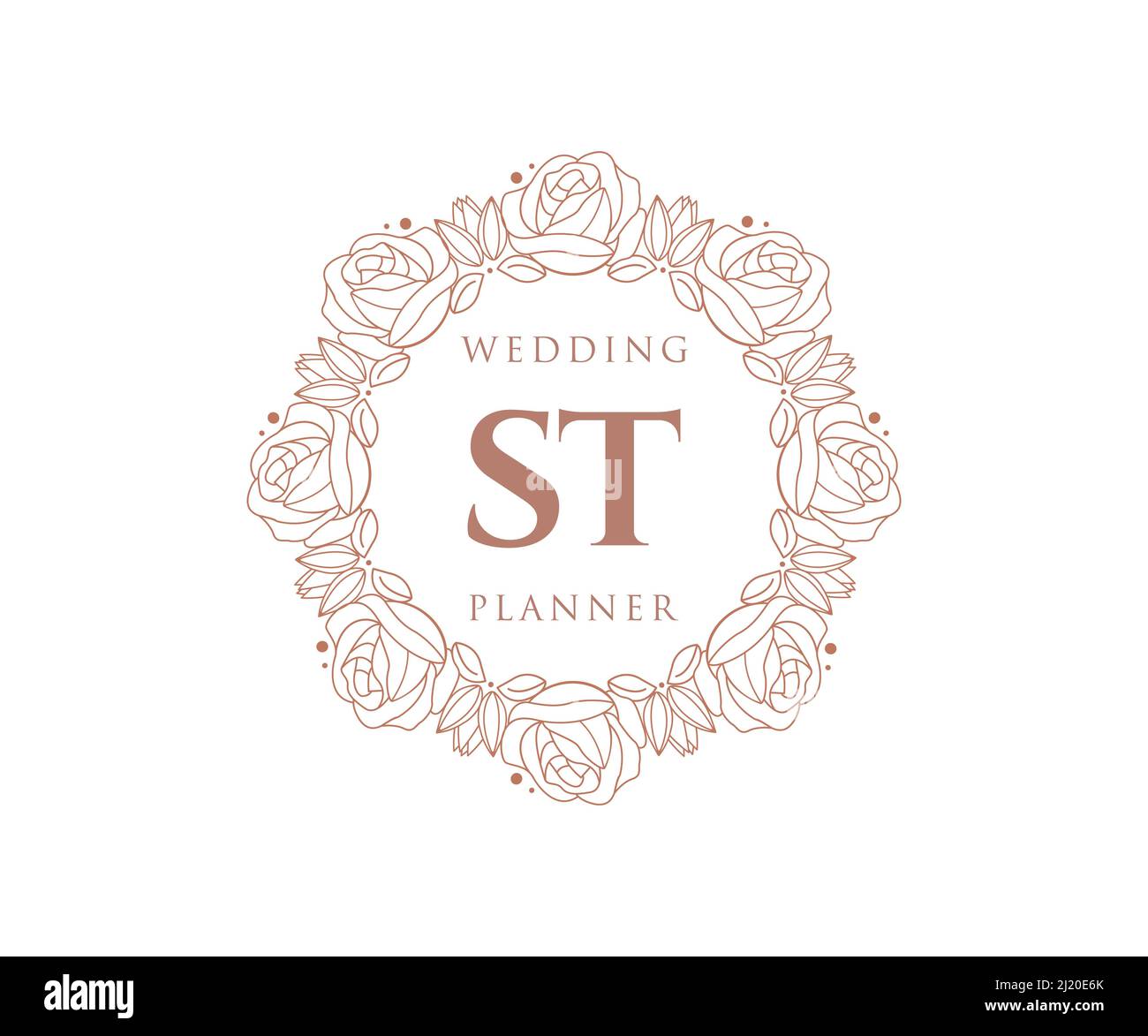 ST Initials letter Wedding monogram logos collection, hand drawn modern ...