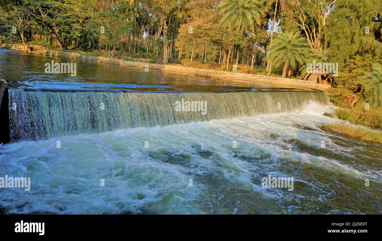 View of Cauvery river from bridge in Brindavan Gardens located inside ...