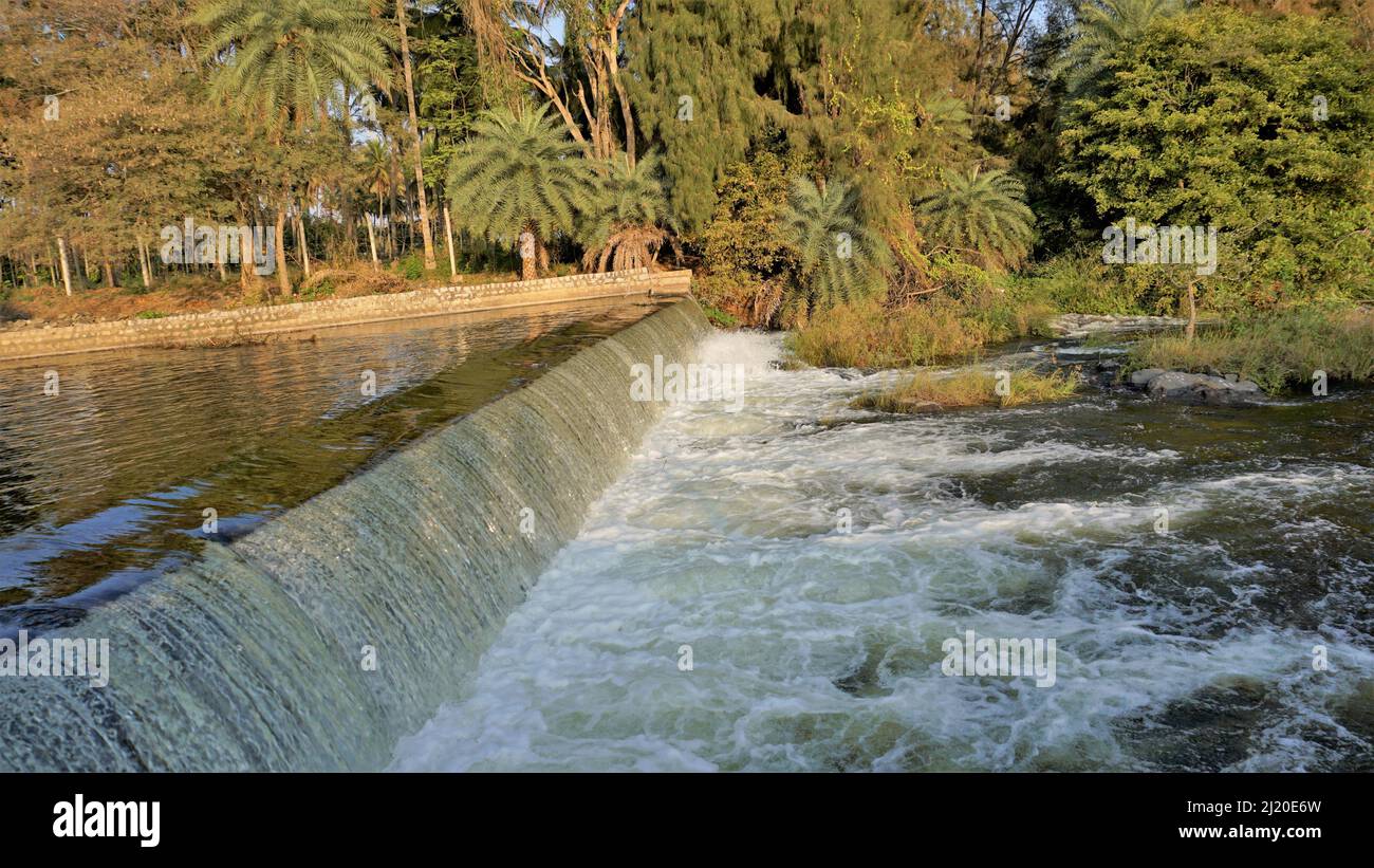 View of Cauvery river from bridge in Brindavan Gardens located inside ...