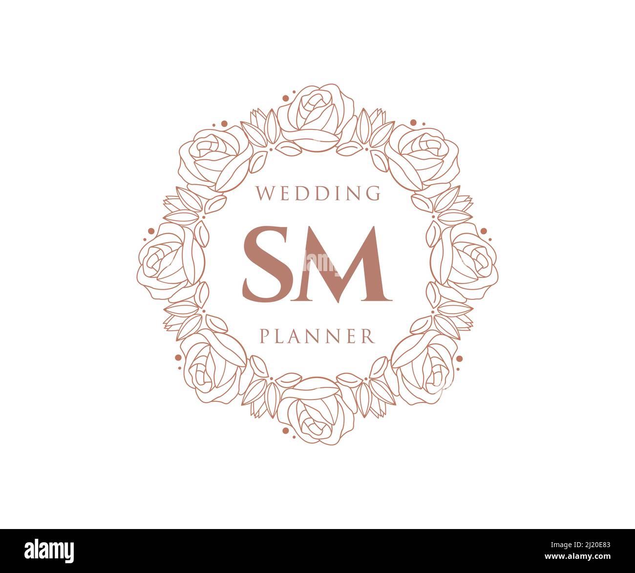 SM Initials letter Wedding monogram logos collection, hand drawn modern ...