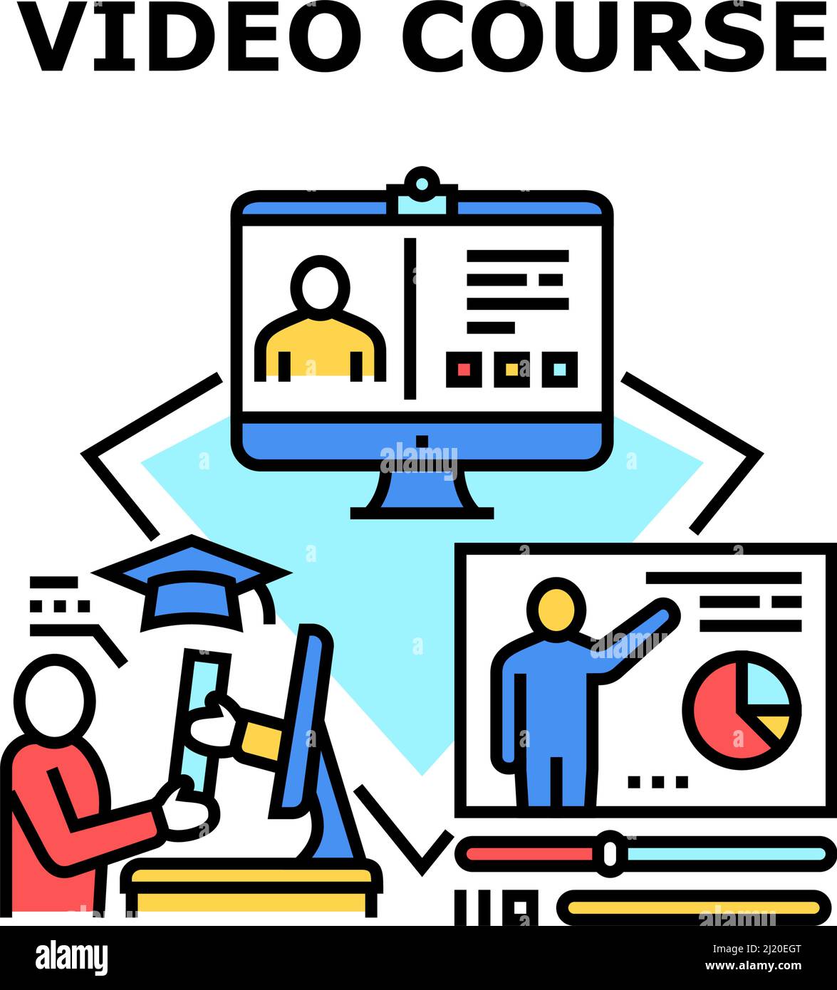 Video Course Vector Concept Color Illustration Stock Vector Image & Art ...