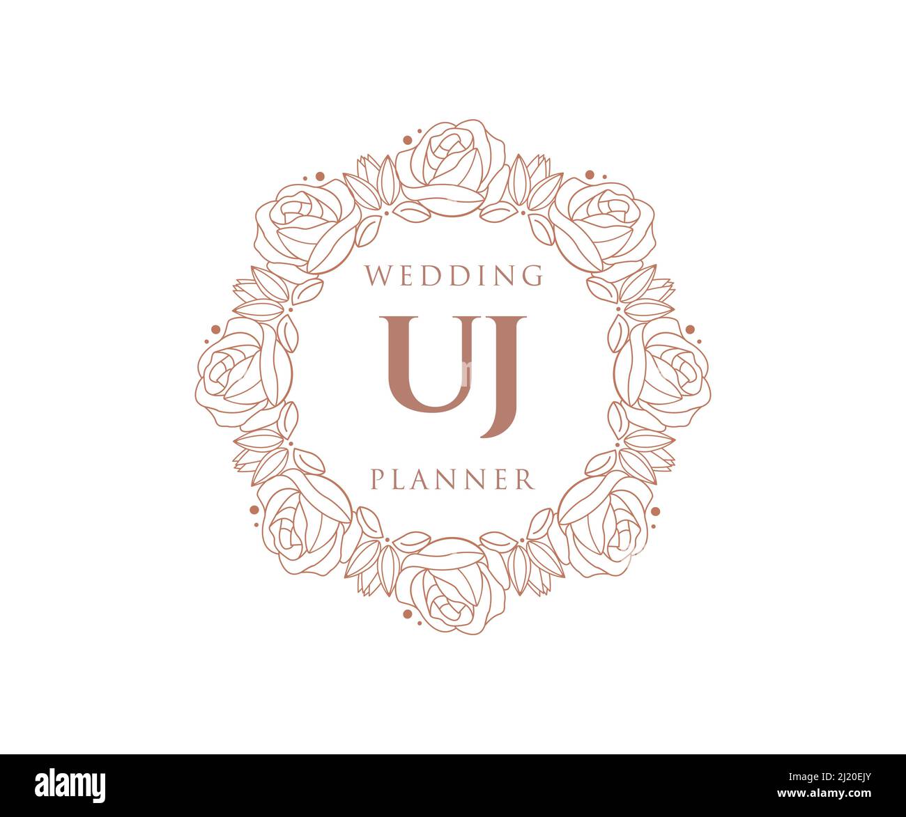 UJ Initials letter Wedding monogram logos collection, hand drawn modern ...