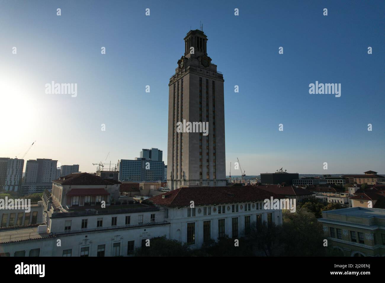 The UT Tower and Main Building on the University of Texas campus ...