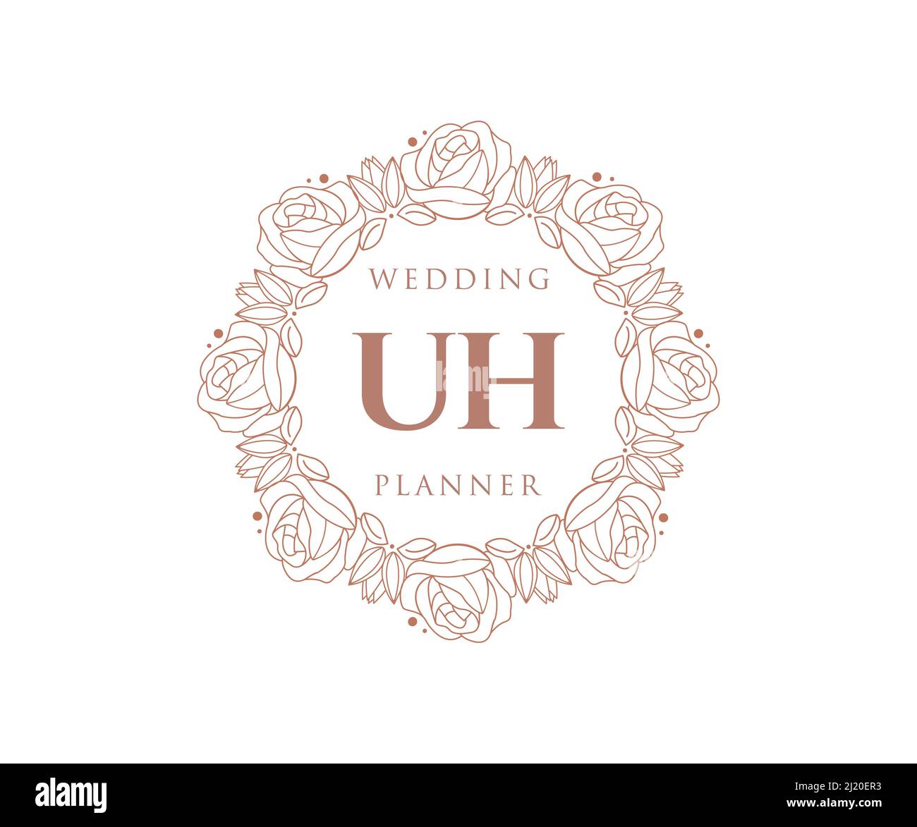 UH Initials letter Wedding monogram logos collection, hand drawn modern ...