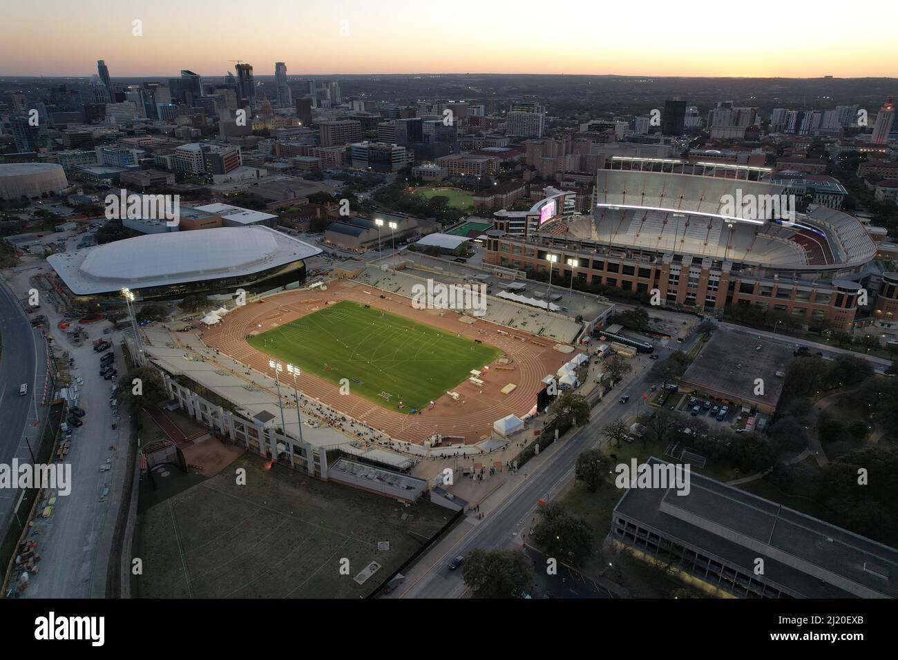 Austin, United States. 25th Mar, 2022. An aerial view of Mike A. Myers ...