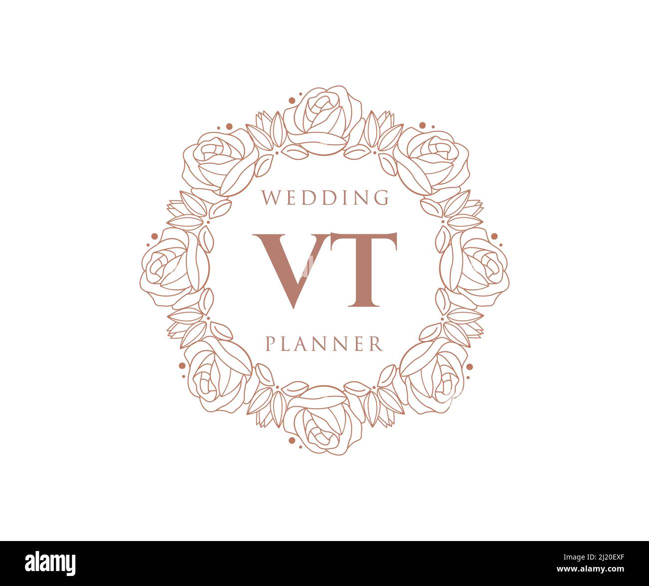 VT Initials letter Wedding monogram logos collection, hand drawn modern ...