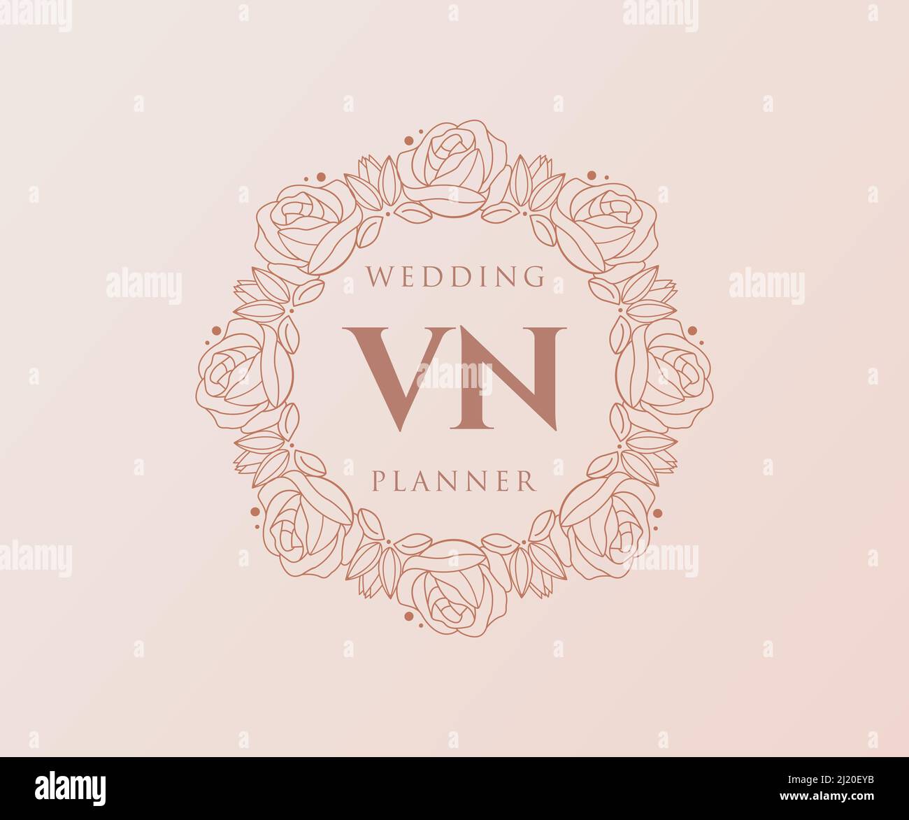 VN Initials letter Wedding monogram logos collection, hand drawn modern minimalistic and floral ...