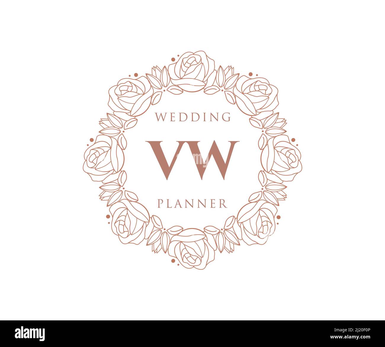 VW Initials letter Wedding monogram logos collection, hand drawn modern ...