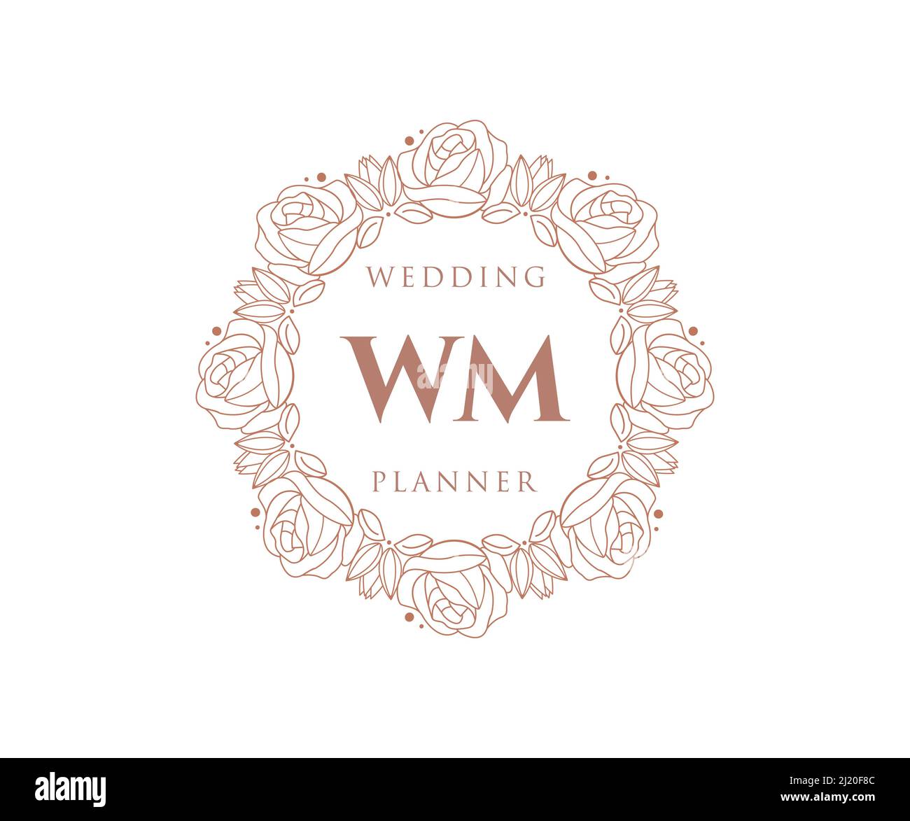 WM Initials letter Wedding monogram logos collection, hand drawn modern ...