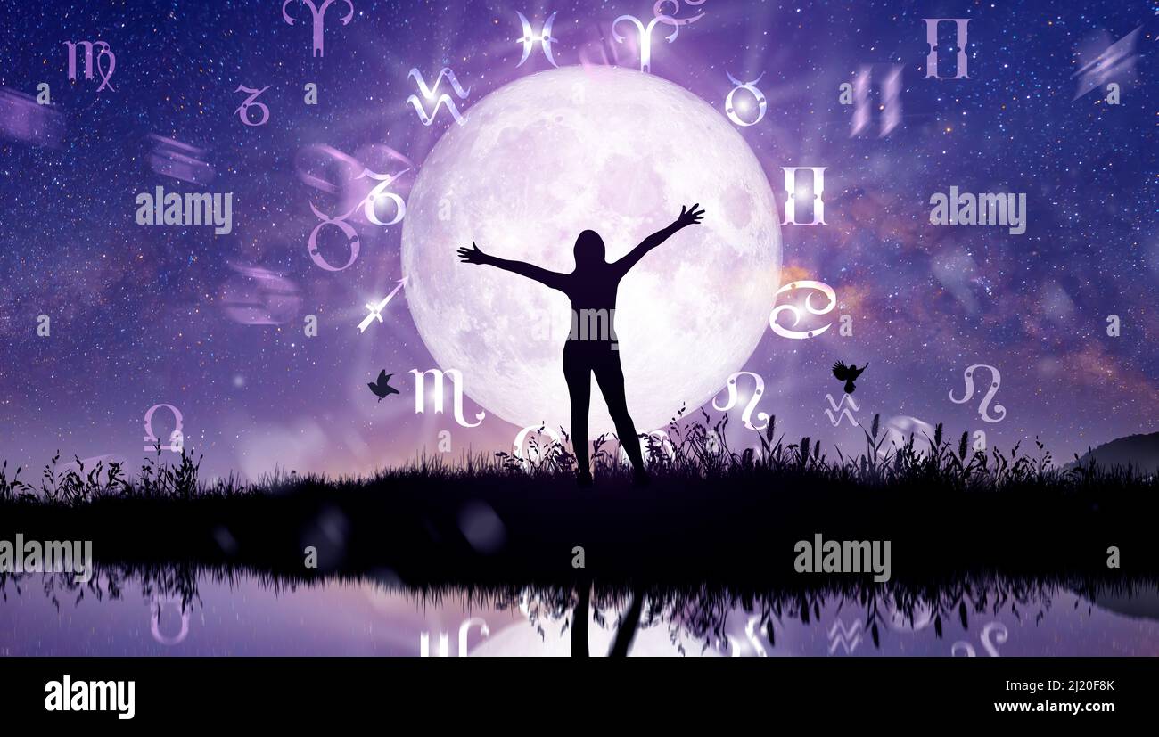 Astrological zodiac signs inside of horoscope circle. Illustration of ...