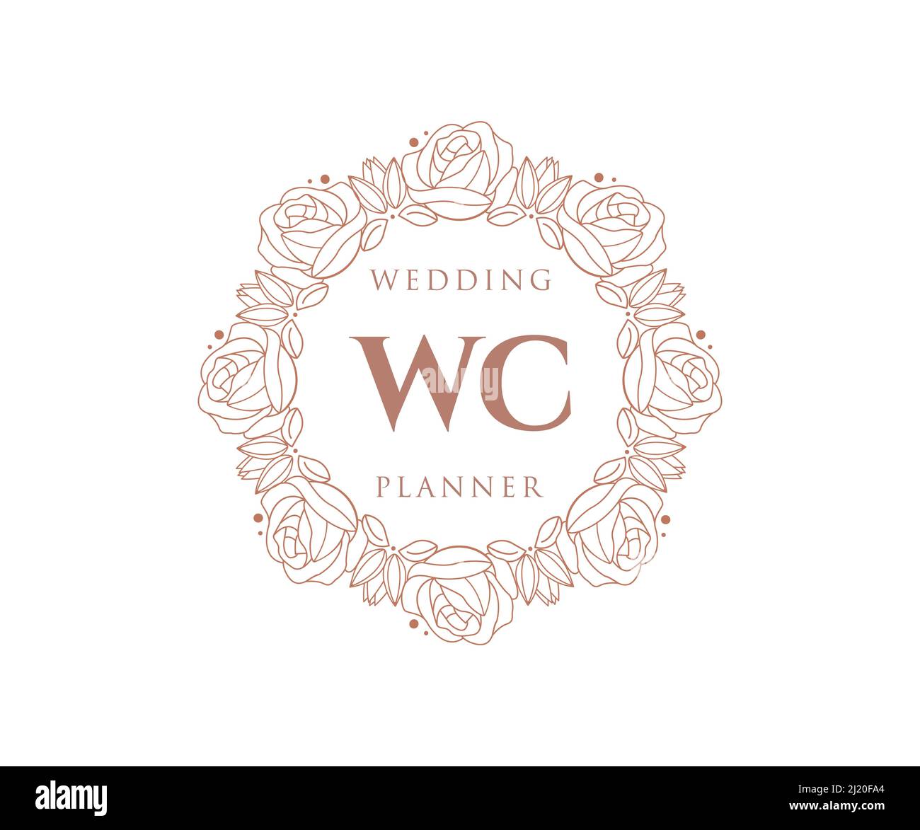 WC Initials letter Wedding monogram logos collection, hand drawn modern ...