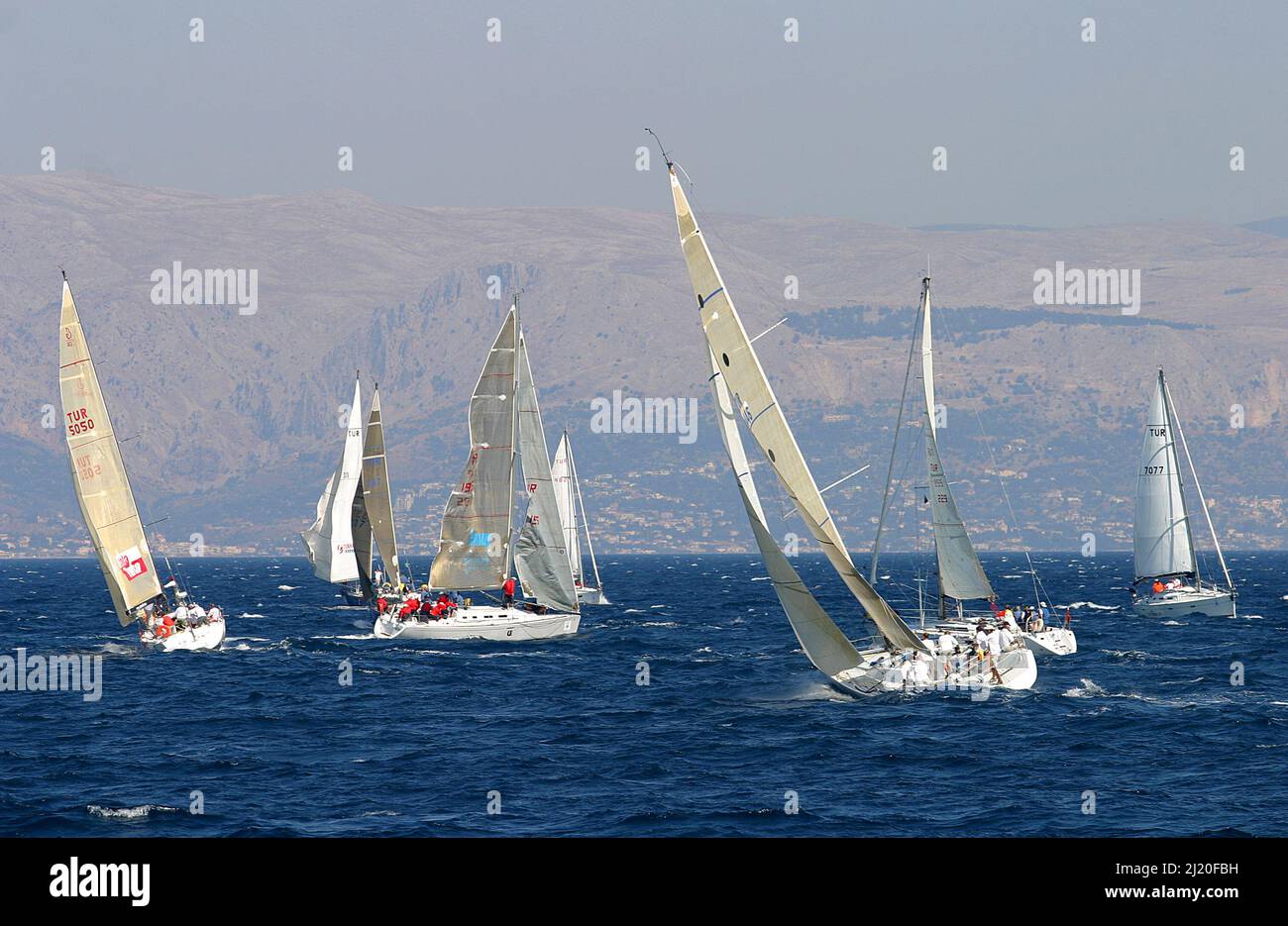 BOZCAADA, TURKEY - JULY 8: Sailing boats at Aegean Sea on July 8, 2006 ...