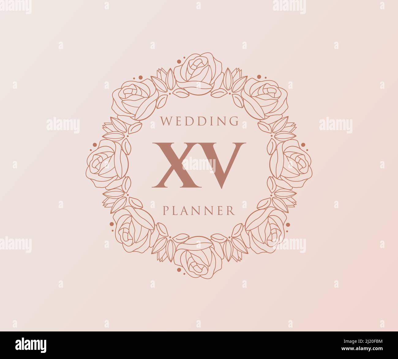 XV Initials letter Wedding monogram logos collection, hand drawn modern ...
