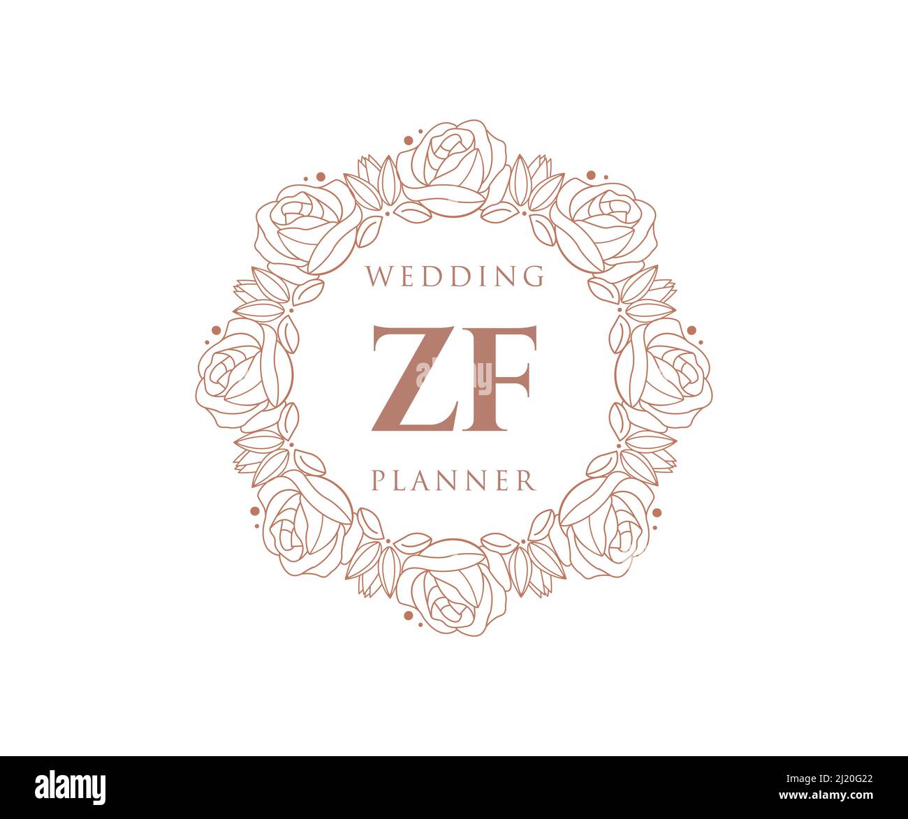ZF Initials letter Wedding monogram logos collection, hand drawn modern ...