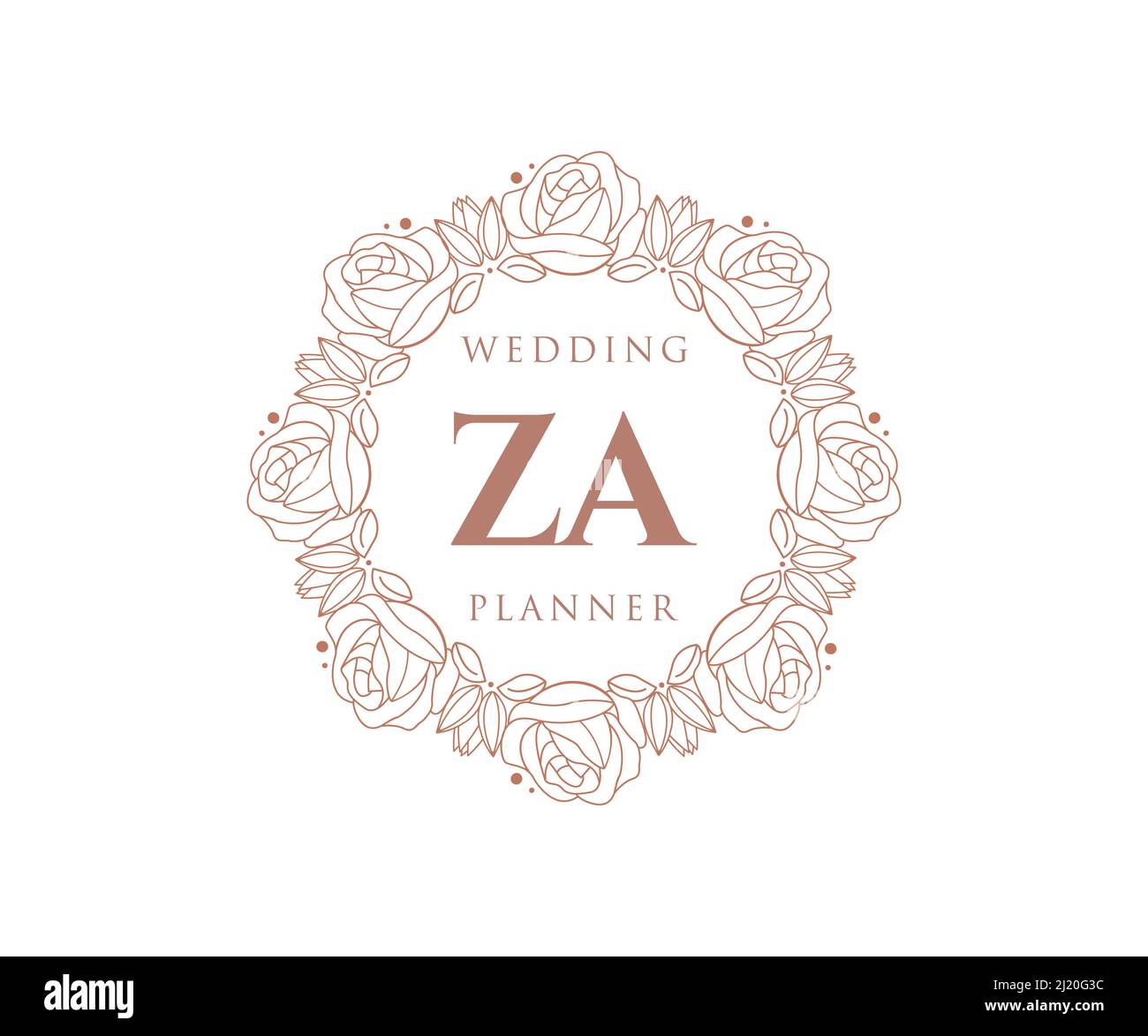ZA Initials letter Wedding monogram logos collection, hand drawn modern ...