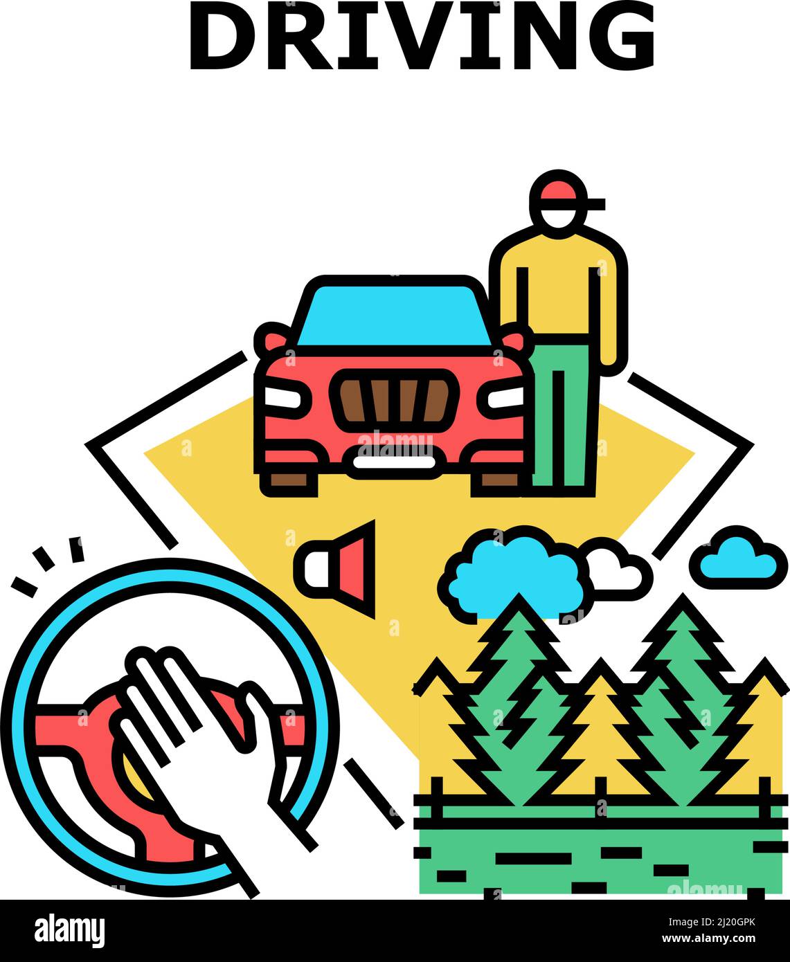 Driving Car Vector Concept Color Illustration Stock Vector Image & Art ...