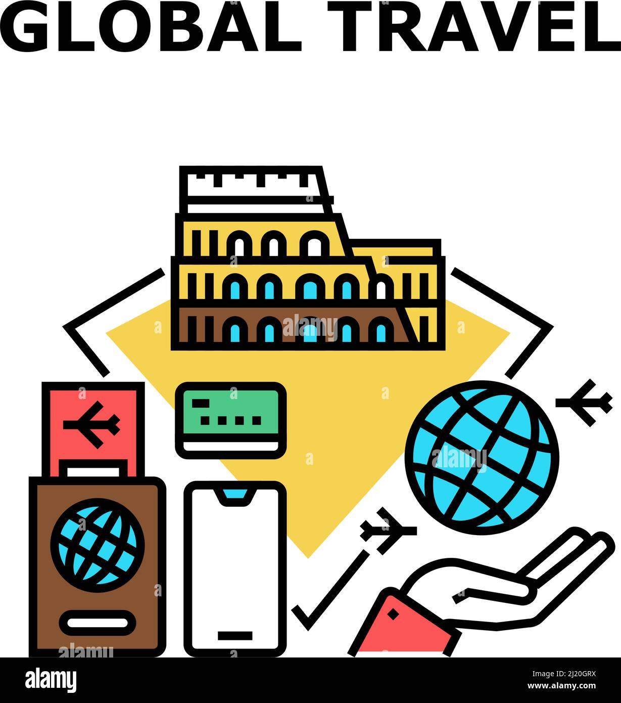 Global Travel Vector Concept Color Illustration Stock Vector Image ...