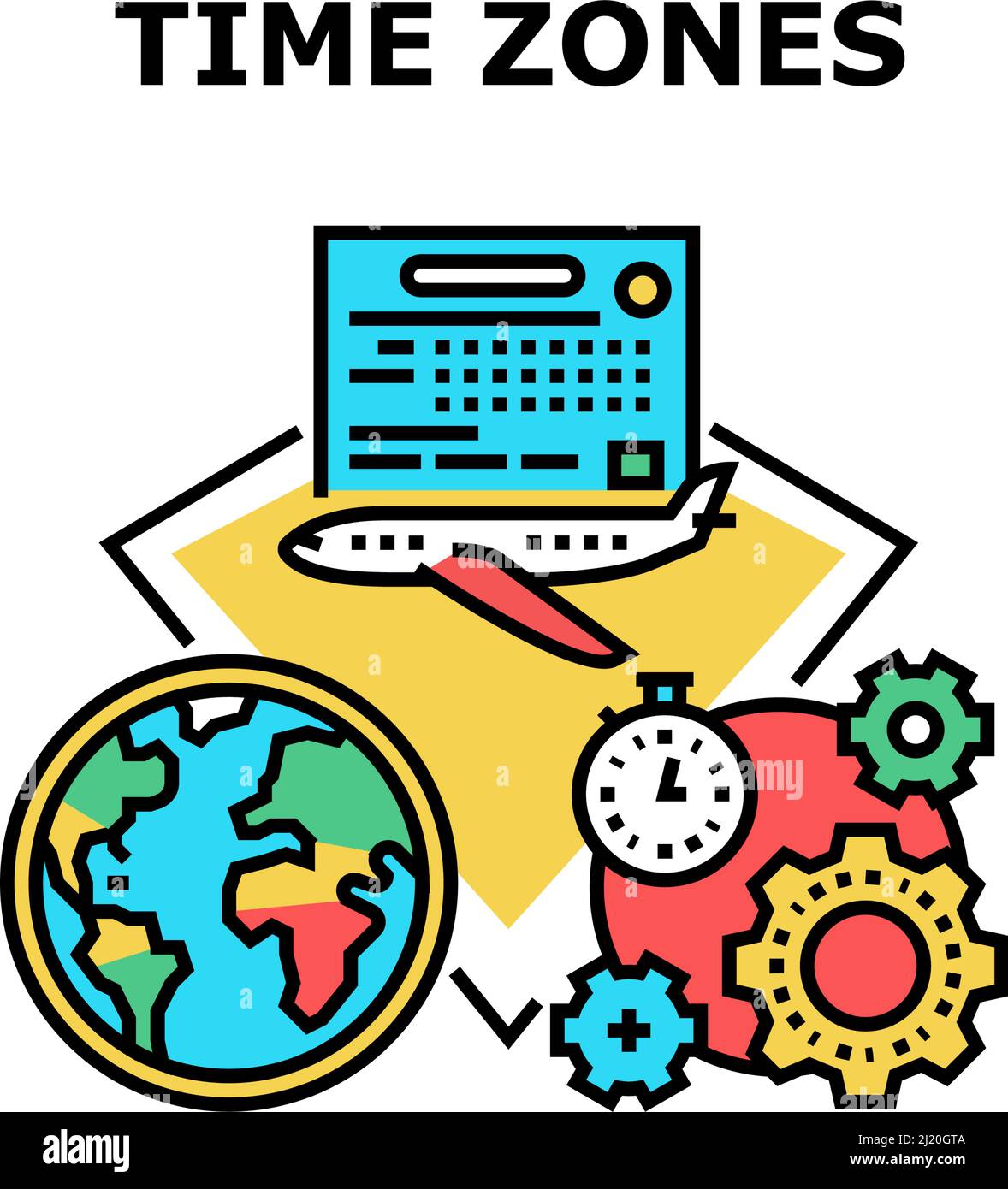 Time Zones World Vector Concept Color Illustration Stock Vector Image ...