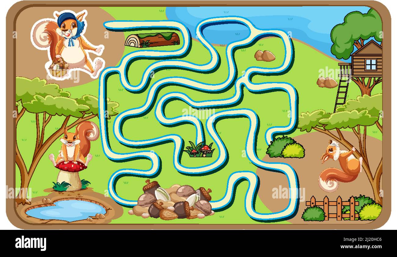 Game design with squirrel and treehouse illustration Stock Vector Image ...