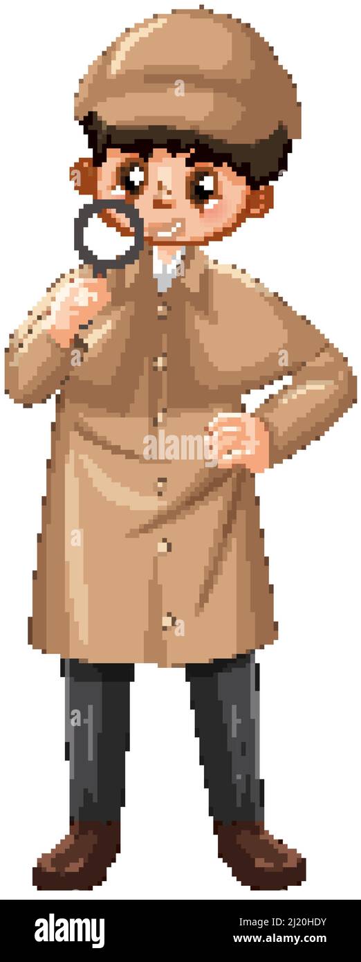Male detective wearing brown overcoat and hat illustration Stock Vector ...