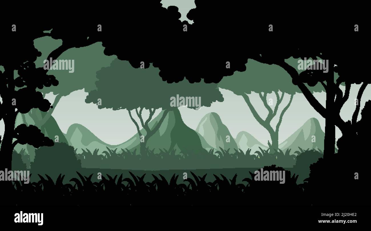 Silhouette shadow of forest scene illustration Stock Vector Image & Art ...