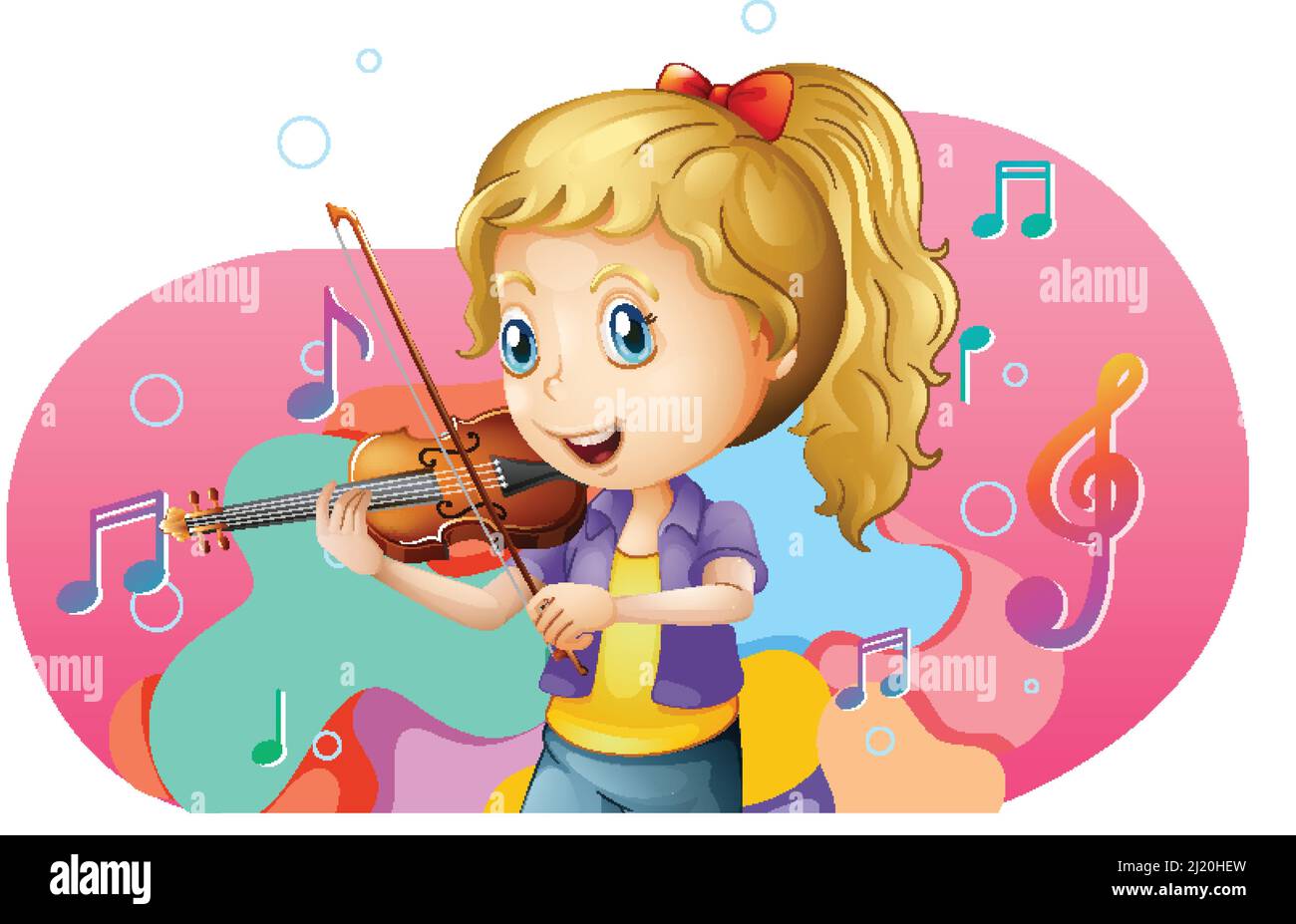 Cute cartoon character with music instrument illustration Stock Vector ...
